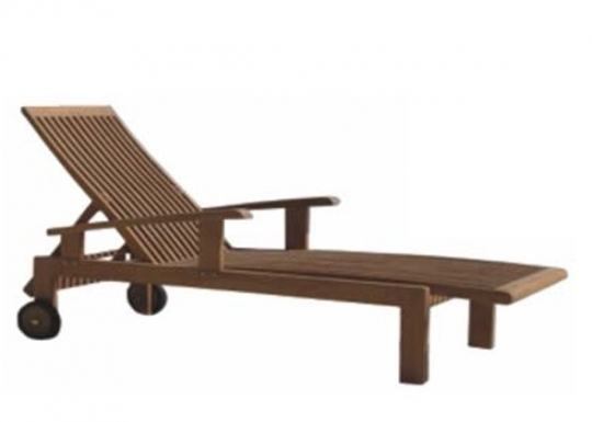 Ξυλινη ξαπλωστρα Teak με μπράτσα & ανάκλιση 200Χ64cm